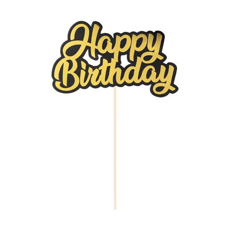 Topper Na Tort Happy Birthday Z Oto Czarny