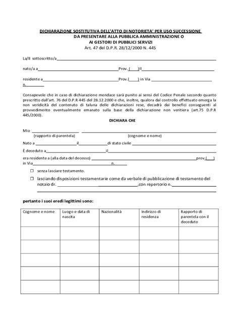 Compilabile Online Dichiarazione Sostitutiva Dell Atto Di Notorieta