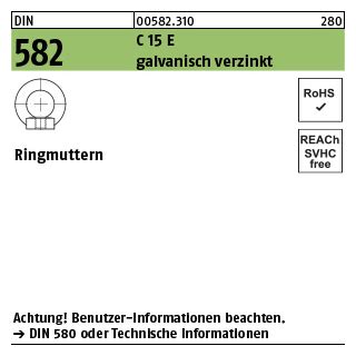 DIN 582 Ringmuttern C15E M 30 Galv Verzinkt Gal Zn