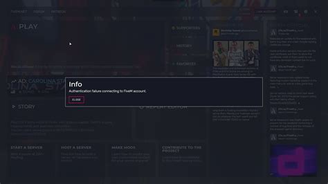 Getting Error Authentication Failure Connecting To Fivem Account