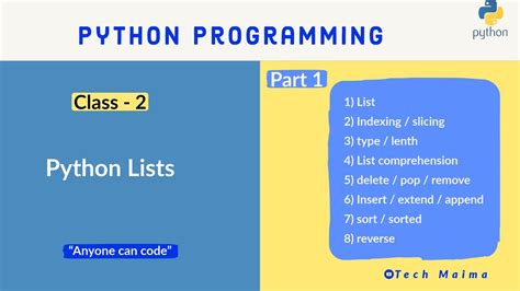 python lists python for beginners in tamil techmaima youtube