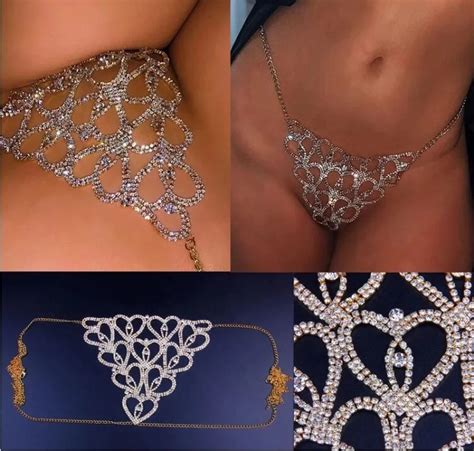 Wholesale Sexy Heart Rhinestone Body Chains Jewelry Waist Round Panties
