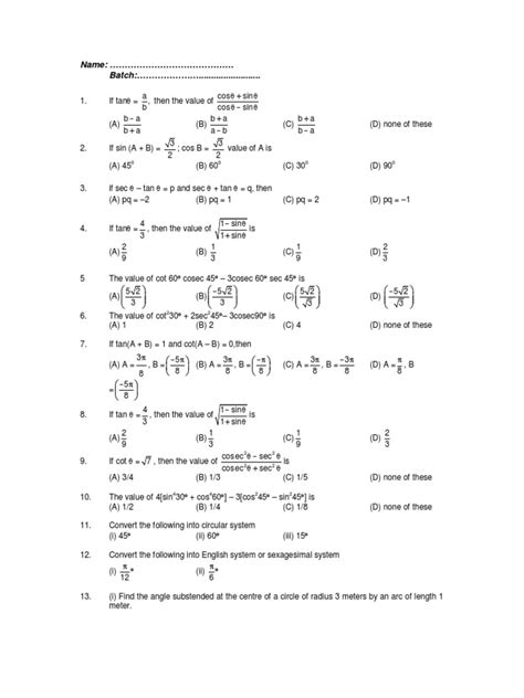 trigonometry merged pdf trigonometric functions triangle