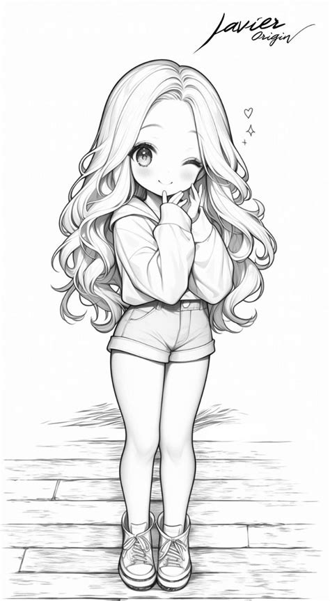 Muñeca kawaii para colorear e imprimir in 2024 Chibi coloring pages