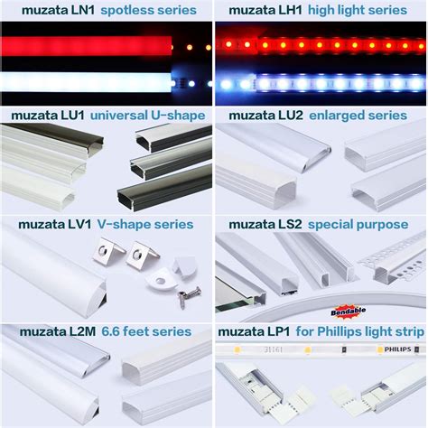 MUZATA 10Pack Plaster In Trimless LED Channel System With Flange For