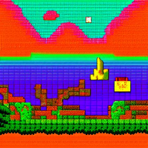 Krea Ai Screenshot Of Pixel Art Landscape Night Sky Refle