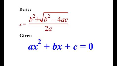 QUADRATIC EQUATIONS HOW TO DERIVE THE QUADRATIC FORMULA YouTube