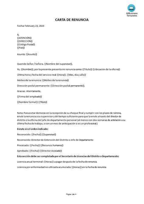 Gratis Escribir Una Carta De Renuncia