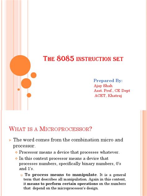 the 8085 instruction set pdf central processing unit assembly language