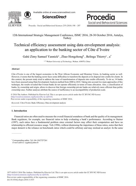 pdf technical efficiency assessment using data envelopment analysis an application to the