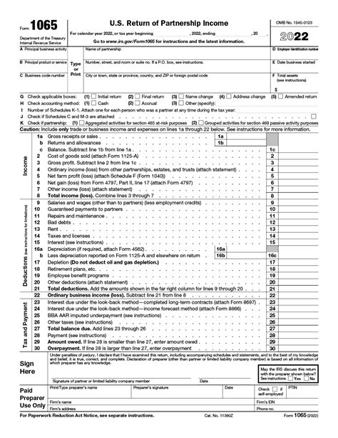 Form Instructions U S Return Of Partnership Income