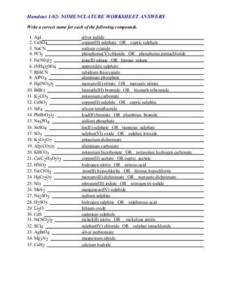 Nomenclature Questions And Answers