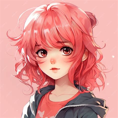 Premium Photo Anime Girl Face Pink Hair Wallpaper Flat Style Illustration
