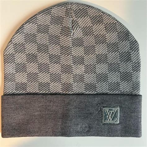 Grey Louis Vuitton Beanie Great Condition Only Worn Depop