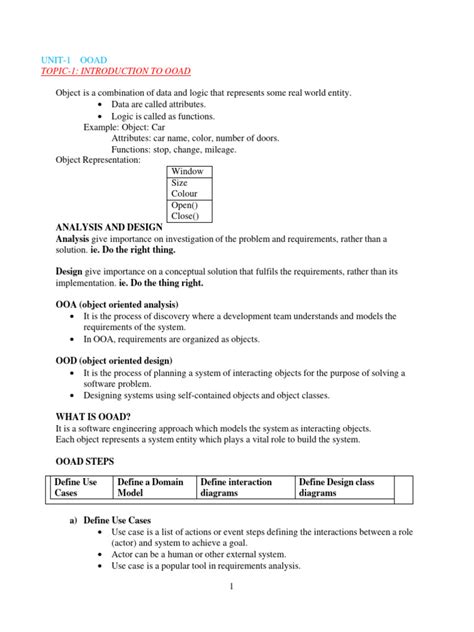 unit 1 ooad cse ai 0ml pdf unified modeling language class computer programming