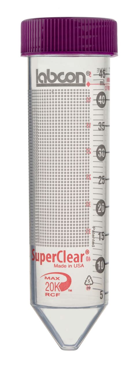 Labcon SuperClear 50 ML Centrifuge Tubes Tapones De Rosca Planos