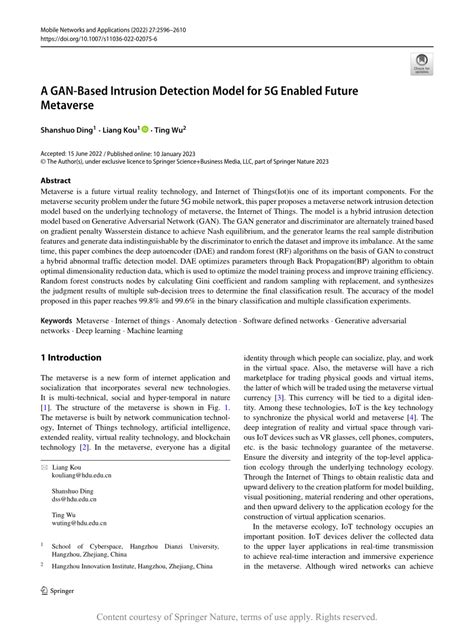 a gan based intrusion detection model for 5g enabled future metaverse
