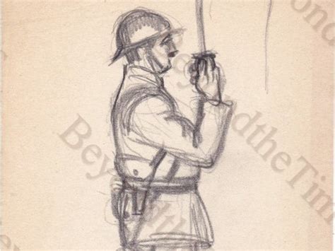 WW1 Dibujo Original del Soldado Francés Boceto de Campo Tamaño Etsy