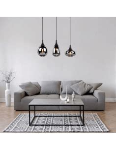 Lámpara de techo colgante negra vidrio ahumado 6 luces 40W LeonLeds