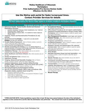 Fillable Online 2017 Marketplace Prior Authorization Guide Molina