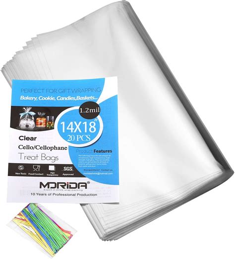 MORIDA 20 bolsas de celofán de celofán de 14 x 18 pulgadas