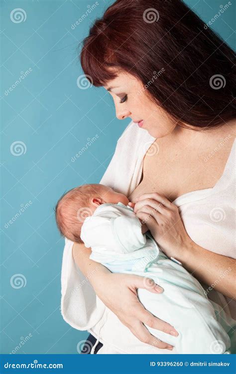 Mom Feeding Babe The Son Of Breast Milk Stock Photo Image Of Food