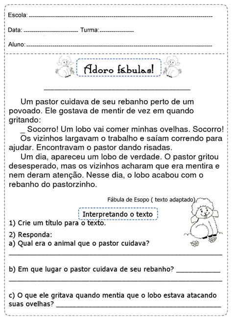 Atividades de interpretação de texto 2 ano imprimir Ensino Fundamental