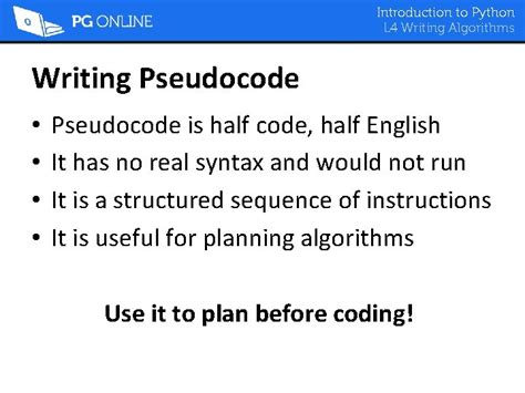 writing algorithms introduction to python introduction to python