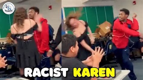 Racist Karen Gets KNOCKED OUT COLD After THUNDER SLAPPED And Getting