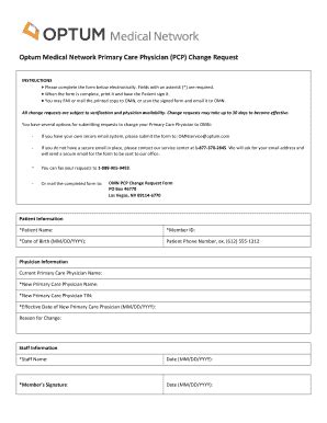 Fillable Online Pcp Change Request Fax Email Print Pdffiller