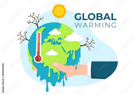 Global Warming Cartoon Style Illustration With Planet Earth In A
