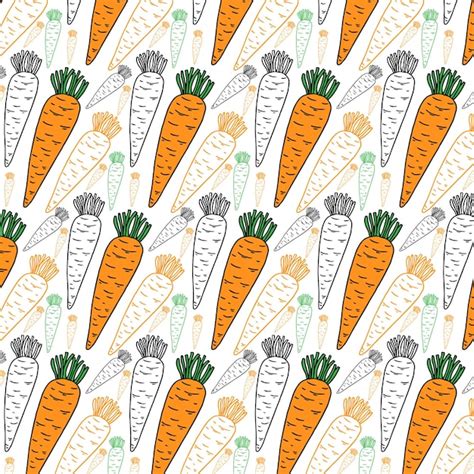 Premium Vector Hand Drawn Outline Seamless Pattern With Carrot Black