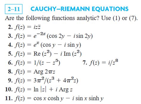 solved cauchy riemann equations are the following functions