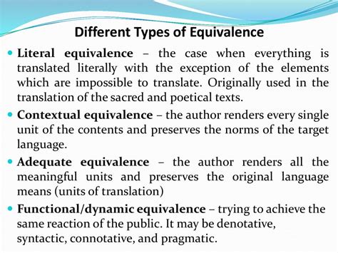 types and levels of equivalence online presentation