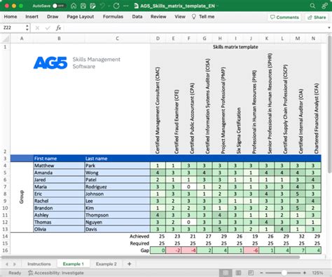 Audit Skills Matrix Template Ag