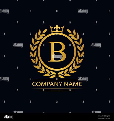 Golden Letter B Laurel Wreath Template Logo Luxury Gold Letter With
