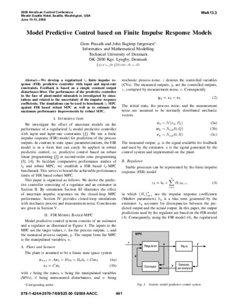 pdf model predictive control based on finite impulse response models guru prasath