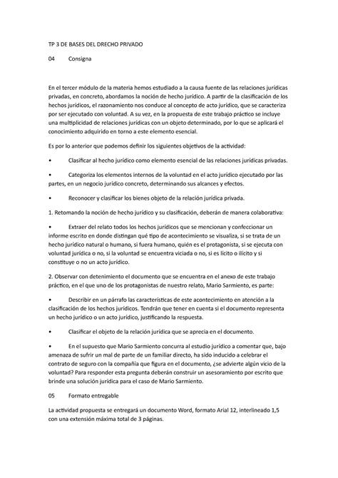 Consignas Para TP N 3 Privado Tp TP 3 DE BASES DEL DRECHO PRIVADO