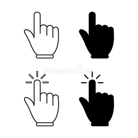 Hand Cursor Icon Monochrome Clicking Finger Pointer Symbol Vector