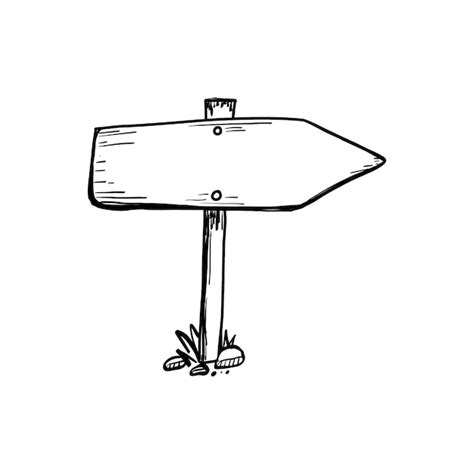 Premium Vector Hand Drawn Signboard Wooden Direction Sign Sketch