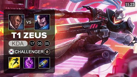 T1 Zeus Vs Pz ZZang Lucian Vs Yasuo KR Challenger PreSeason 11