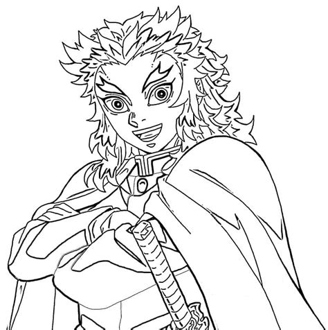 Adorable Kyojuro Rengoku Coloring Page Free Printable Coloring Pages