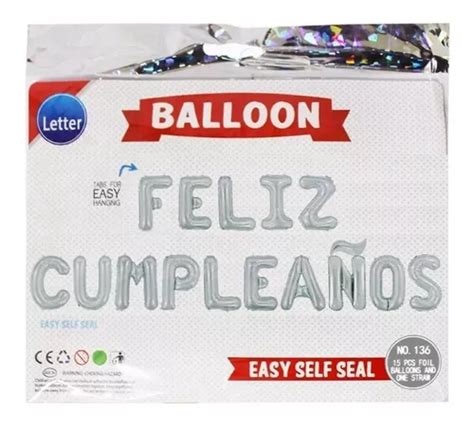 Globos De Frase Feliz Cumpleaños Metálicos Plata 133 en Ecatepec de