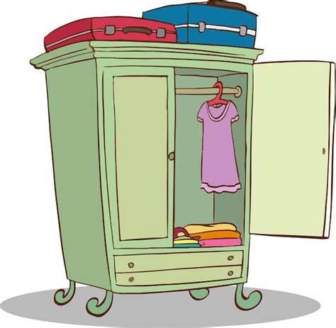 Ilustra O Vetorial De Desenho Animado De Guarda Roupa De Porta Aberta