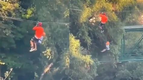 Video Impactante pequeño de 6 años cae de tirolesa en Parque