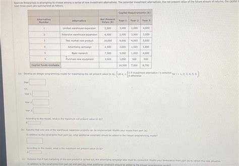 Solved Spencer Enterprises Is Attempting To Choose Among A Chegg