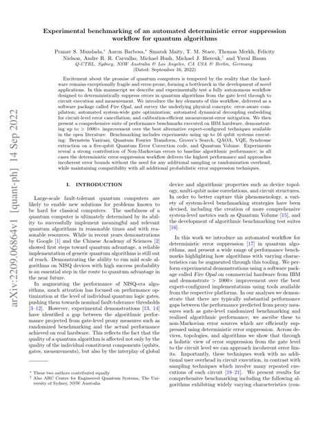 pdf experimental benchmarking of an automated deterministic error suppression workflow for