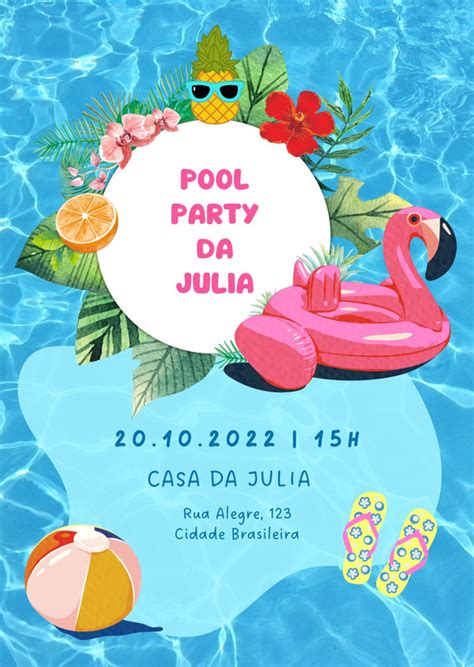 Modelos de Festa na Piscina customizáveis e grátis