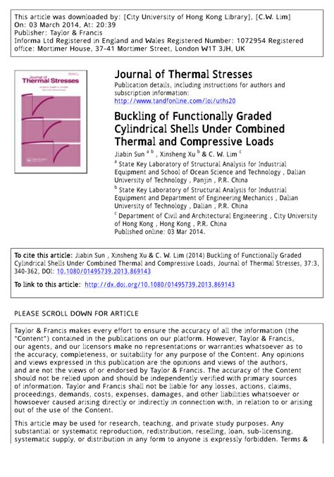 pdf buckling of functionally graded cylindrical shells under combined thermal and compressive