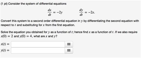 solved 1 pt consider the system of differential equations